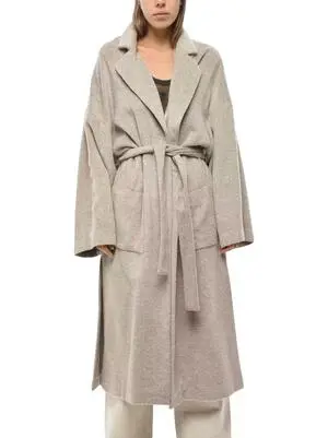 SUPER BLOND Belted Mohair Coat - Neutrals
