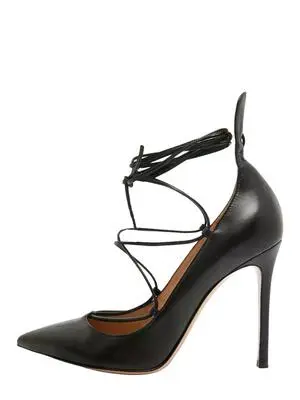 GIANVITO ROSSI Gianvito Rossi Black Pointed Toe Lace-Up Stiletto Heel Pumps