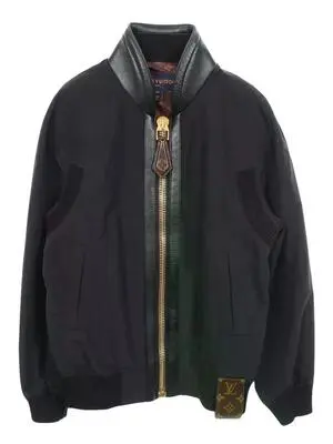 LOUIS VUITTON Louis Vuitton Black Leather-Trim Bomber Jacket