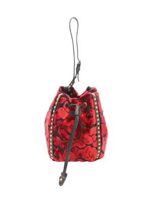 PRADA Prada Floral Print Studded Velvet Bucket Bag