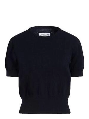 MAISON MARGIELA Virgin Wool Short Sleeve Sweater - Navy