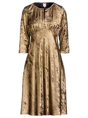 INES DE LA FRESSANGE PARIS Midi Dress Size Polyester - Gold