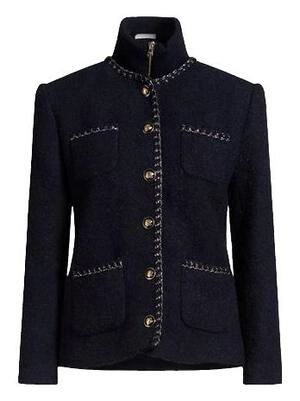 Sandro Bouclé Jacket With Metallic Trim - Blue