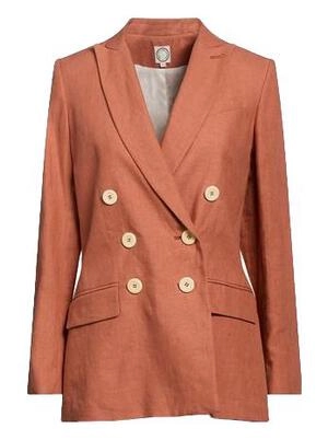INES DE LA FRESSANGE PARIS Double-breasted Linen Blazer - Brown