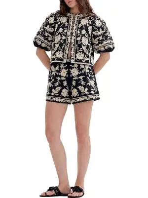 SCARLETT POPPIES A Century Ago Embroidered Floral Jacket - Black