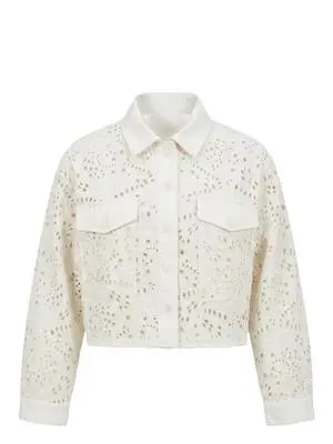 SCARLETT POPPIES Liora Embroidered Twill Jacket - White