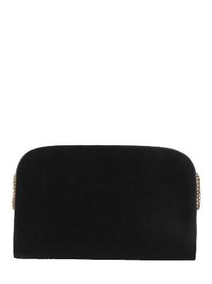 SERENA UZIYEL Satin Crystal Embellished Clutch - Black