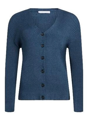 CARACTÈRE V-neck Ribbed Knit Cardigan - Blue