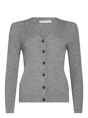 CARACTÈRE V-neck Ribbed Knit Cardigan - Grey