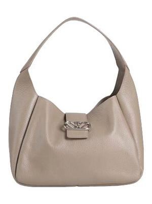 Emporio Armani Pebbled Leather Hobo Bag With Appliqués - Beige