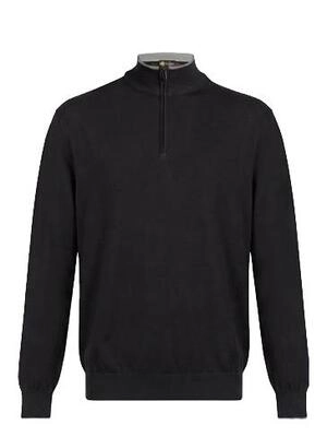 Paul & Shark Virgin Wool And Silk Quarter Zip Sweater - Black