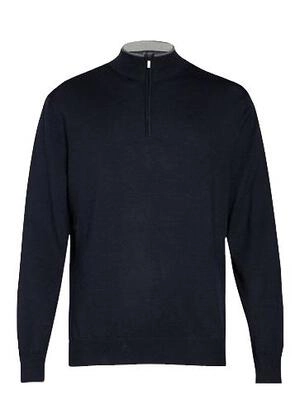 Paul & Shark Virgin Wool And Silk Quarter Zip Sweater - Blue