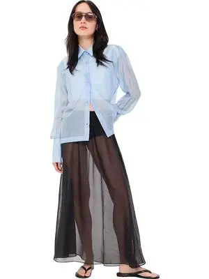VRG GRL Solara Sheer Midi Skirt - Black