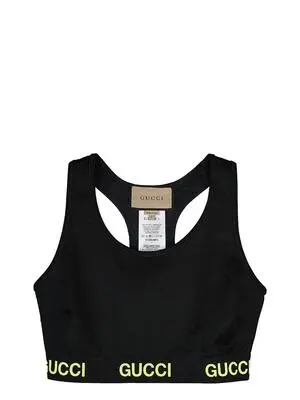 Gucci Gucci Logo Jacquard Crop Top Black/yellow