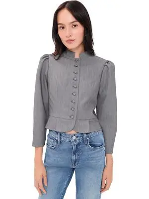 WAYF Kaelani Jacket With Padded Shoulders And Mock Neck - Grey