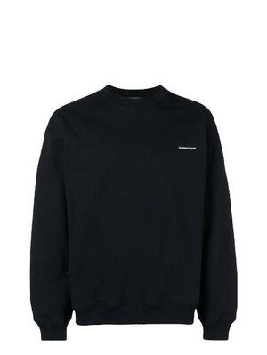 Balenciaga Small Contrast Logo Print Crewneck Sweatshirt 'black White - Black/white