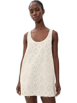 Minkpink Abrea Broderie Denim Dress - Cream