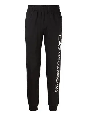 EA7 Logo-print Cotton Track Pants - Black