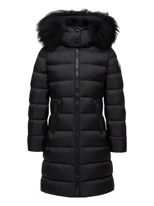 Moncler Abelle Hooded Shearling-trimmed Down Jacket - Black