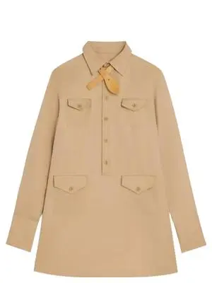 Celine Shirt Dress In Cotton And Silk Twill - Corde