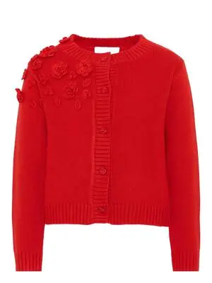 Monnalisa 3d Flower Cardigan - Red