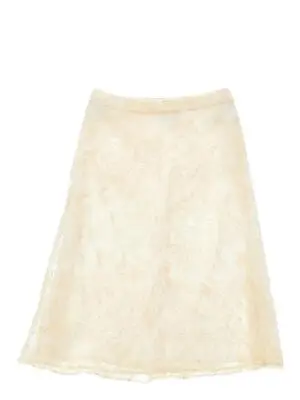 Ermanno Scervino Midi Lace Skirt With Sequin Embellishment - Cream
