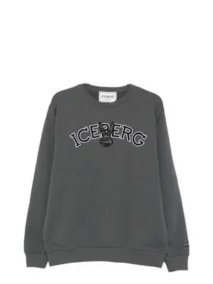 Iceberg Logo Embroidered Sweatshirt - Black