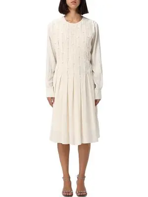 Fabiana Filippi A-line Crêpe De Chine Midi Dress With Plastron - Butter
