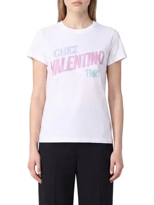 Valentino Garavani Chez Slim Fit Cotton T-shirt With Logo Print - White
