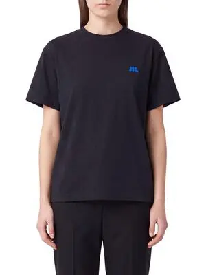 JIL SANDER Cotton T-shirt With Embroidered Logo - Blue