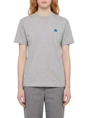JIL SANDER Cotton T-shirt With Contrasting Embroidered Front Logo