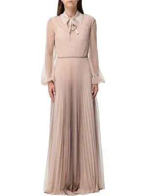 Fabiana Filippi Pleated Tulle Long Chemisier Dress With Detachable Collar - Beige