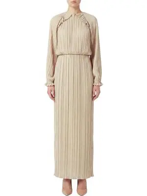 Fabiana Filippi Long Sleeve Pleated Crêpe Tunic - Beige