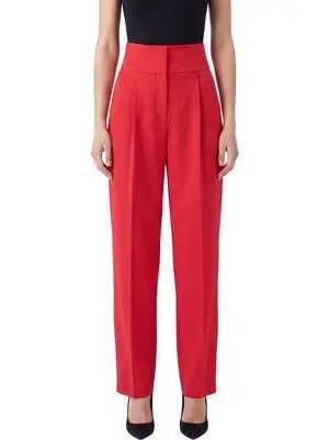 Elisabetta Franchi High-waisted Virgin Wool Gabardine Palazzo Trousers - Red