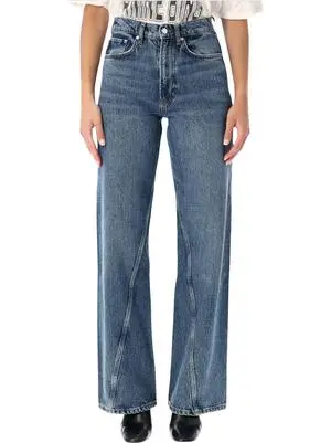 ANINE BING High-waisted Wide-leg Jeans In Cotton Denim - Blue