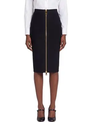 Elisabetta Franchi High-waisted Midi Pencil Skirt In Stretch Viscose Jersey - Black