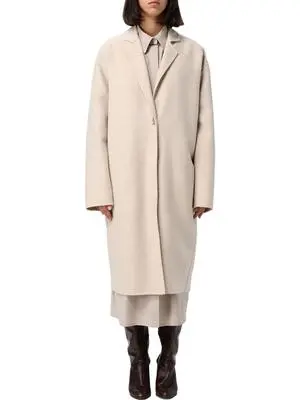 Fabiana Filippi Long Single-breasted Virgin Wool Coat - Beige