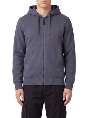 Stone Island Organic Cotton Zip-up Hoodie With Compass Logo Patch - Grey 1