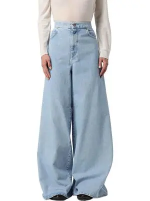Max Mara High-waisted Wide Leg Jeans In Cotton Denim - Blue