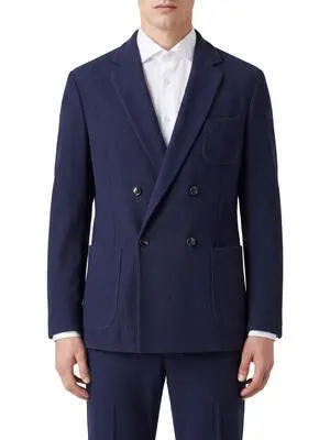 Giorgio Armani Double-breasted Blazer With Patch Pockets - Blue