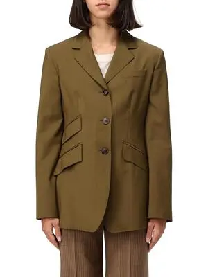 Max Mara Single-breasted Cropped Blazer In Virgin Wool With A Slim Fit - Brown
