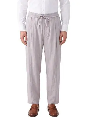 ZIGGY CHEN Wide-leg Linen And Silk Blend Trousers With Drawstring Waist - Nude