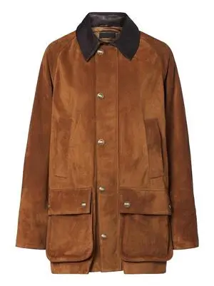 NILI LOTAN Kedem Leather-trimmed Suede Jacket - Brown