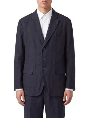 ZIGGY CHEN Single-breasted Linen Blazer With Wrinkled Effect - Black
