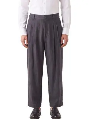 ZIGGY CHEN Wide-leg Pure Linen Trousers - Black