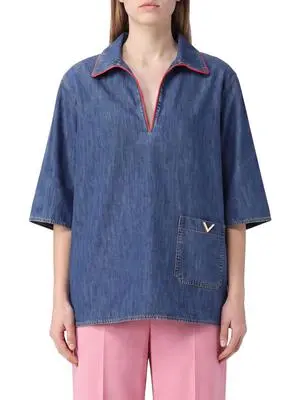 Valentino Garavani Valentino Garavani Denim Shirt With Contrast Piping Denim