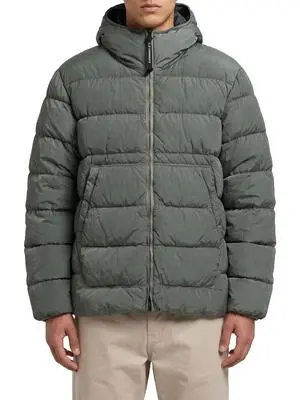 C.P. COMPANY Chrome-r Goggle Hooded Down Jacket In Recycled Nylon - Grey