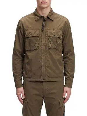 C.P. COMPANY Technical Fabric Shirt Jacket With Concealed Zip - Green