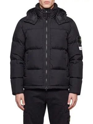 Stone Island Stone Island Padded Ripstop Nylon Down Jacket With Removable Hood Black