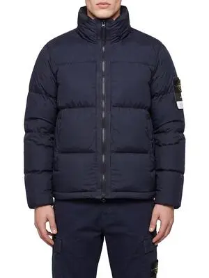 Stone Island Stone Island Padded Ripstop Nylon Down Jacket With Removable Hood Navy